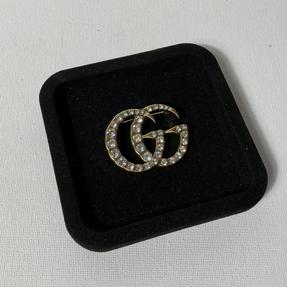 Gucci | Jewelry | Gucci Gg Logo Brooch With Box | Poshmark